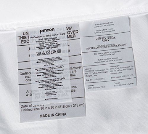 Amazon Brand β Pinzon Hypoallergenic Down Alternative Comforter - Full or Queen