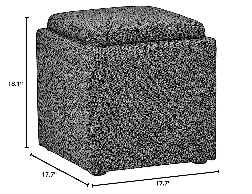 Amazon Brand – Rivet Ross Modern Tweed Lift-Top Storage Ottoman Pouf, 17.7"W, Caviar