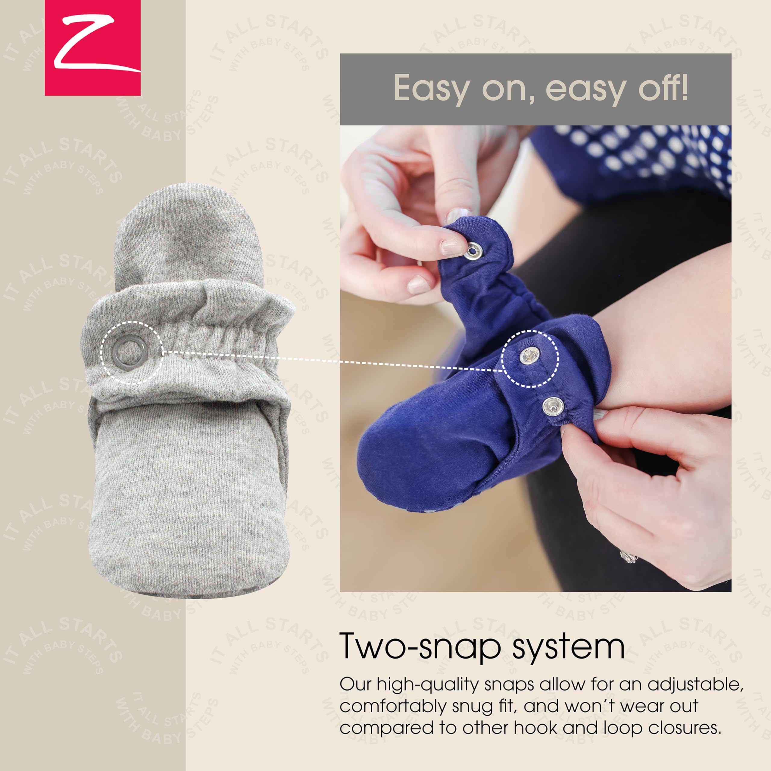 Zutano Unisex Organic Cotton Baby Booties With Gripper Soles, Gray Heather, 12M