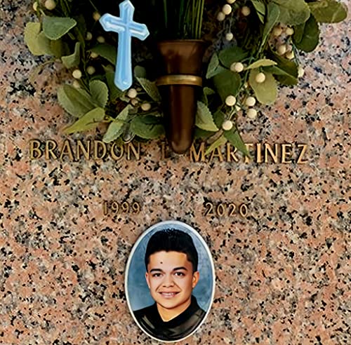 Ceramic Memorial Photo Tile - Oval Picture for headstones. Photo Memorial Plaque. 4.7" x 3.5". Large Size. 100% Weatherproof.