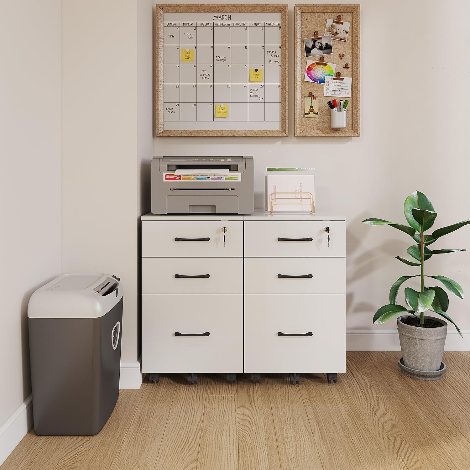 3 Drawers Wooden Locking File Cabinet with Storage Removable File Cabinet for Home Office,Under Desk Filing Cabinets(Black)