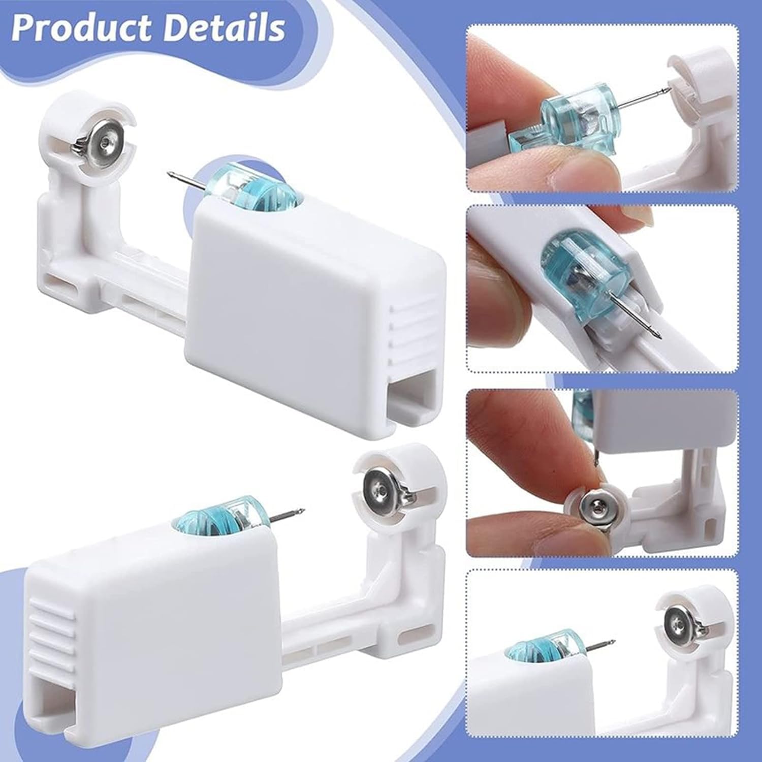 prgislew Ear Piercing Gun Kit 18Pcs Disposable Ear Piercing Kit Including 6Pcs Self Ear Piercing Gun with 6Pcs Built-in Earrings Stud 6Pcs Clean Tools for Ear Cartilage Tragus Helix Piercing Kit
