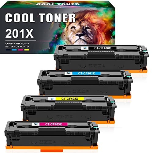 Cool Toner Compatible Toner Cartridge Replacement for HP 201X 201A CF400X CF400A Color Pro MFP M277dw M252dw M277c6 M277n M252n M277 M252 Toner Printer Ink (Black Cyan Yellow Magenta, 4-Pack)