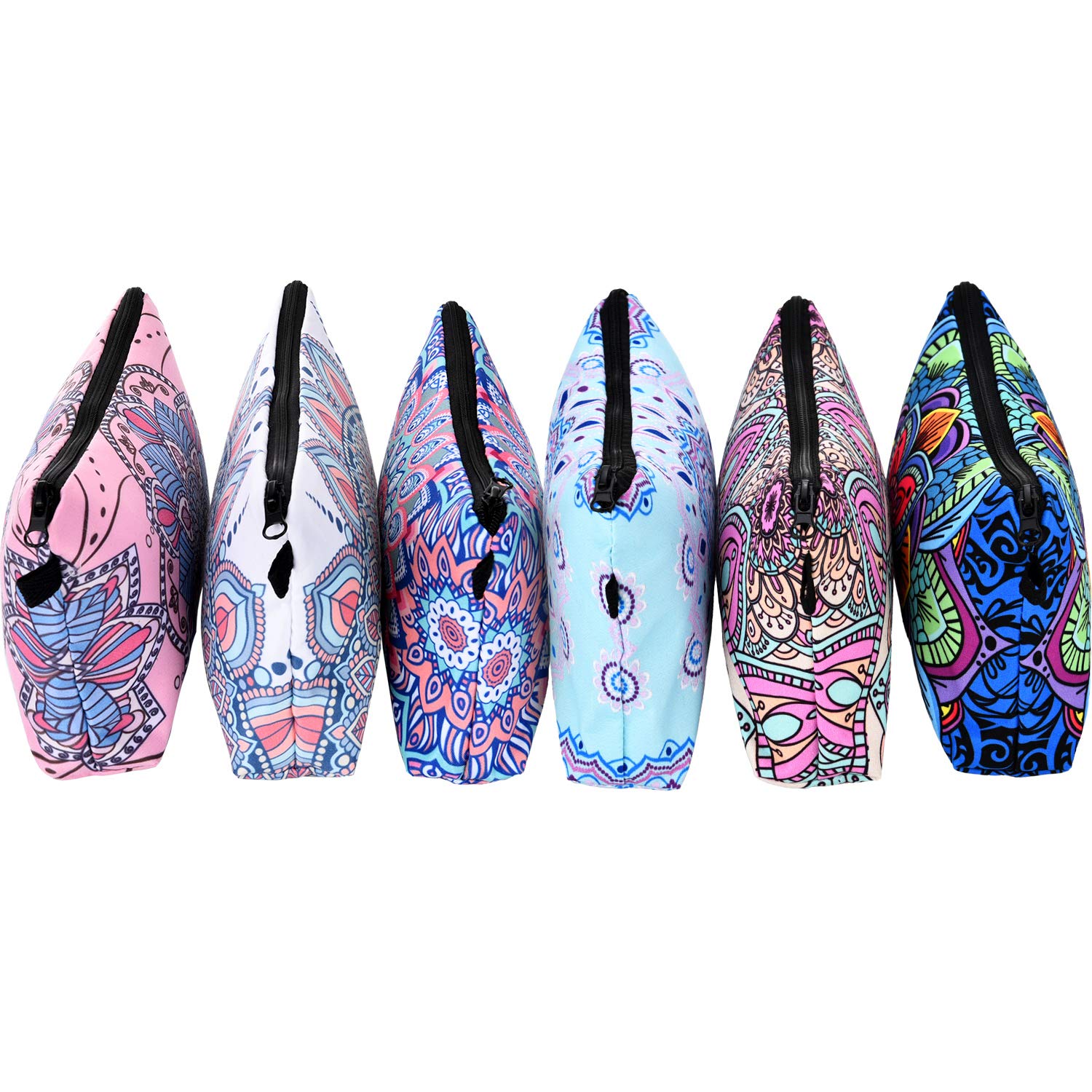 Chuangdi 6 Pieces Makeup Bag Toiletry Pouch Waterproof Cosmetic Bag with Zipper Travel Packing Pouch 8.7 x 5.3 Inch Small Cosmetic Organizer Accessory for Women and Men(Multicolor Style)