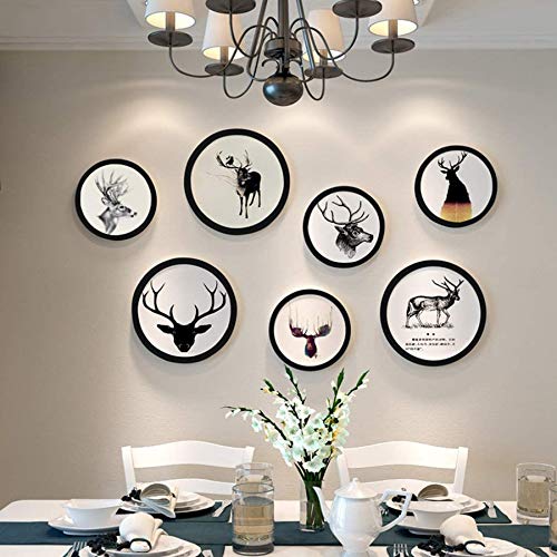 alblinsy Round Photo Frame Wooden Wall Hanging Picture Frames for Home Office Wall Decor (Black, 10 inch)