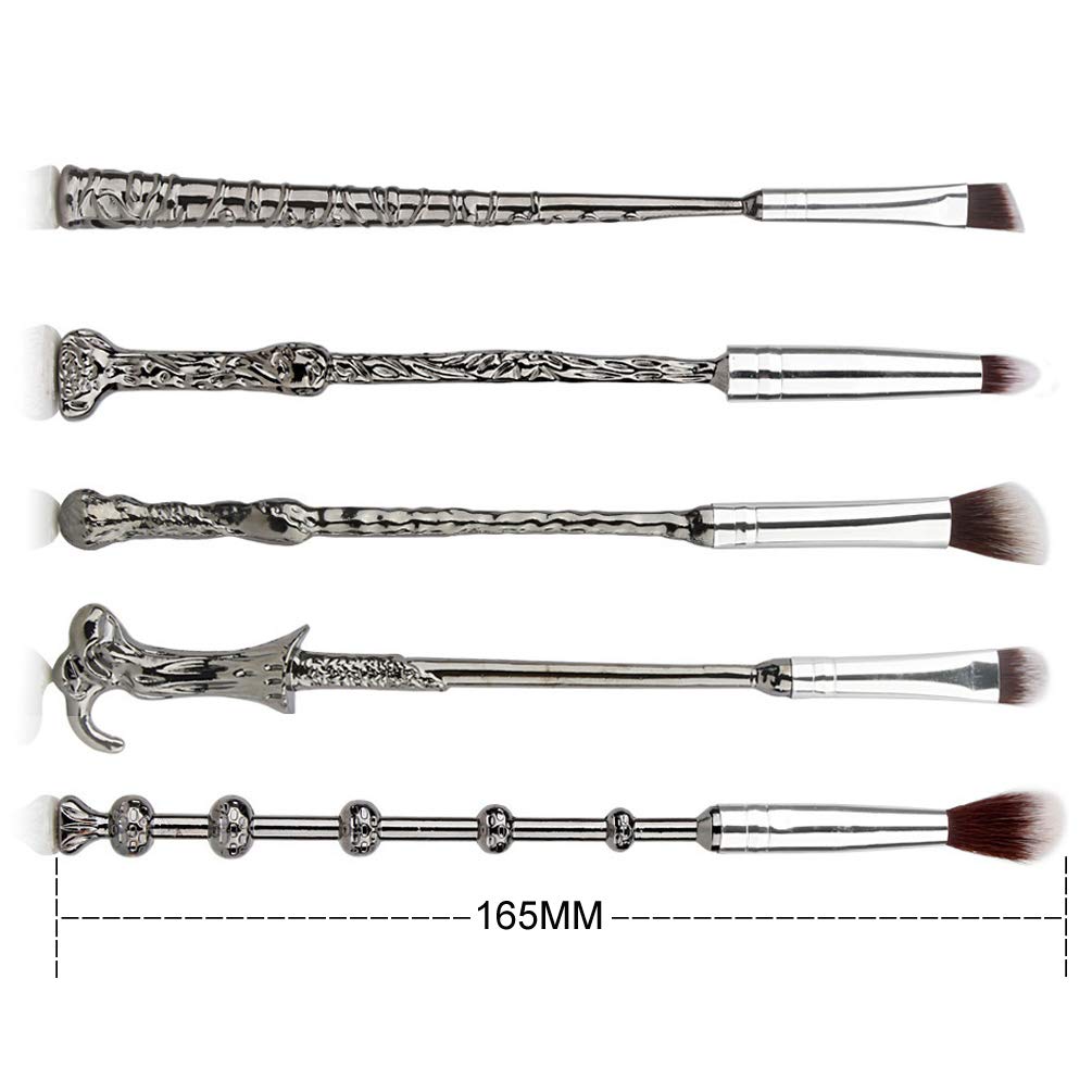 JASSINS 5 Pcs Potter Makeup Brush Set, Wizard Magic Wand Brush for Foundation Eye Shadow Eyeliner Blending Pencil Lip Professional Makeup Tools with A Gift Bag