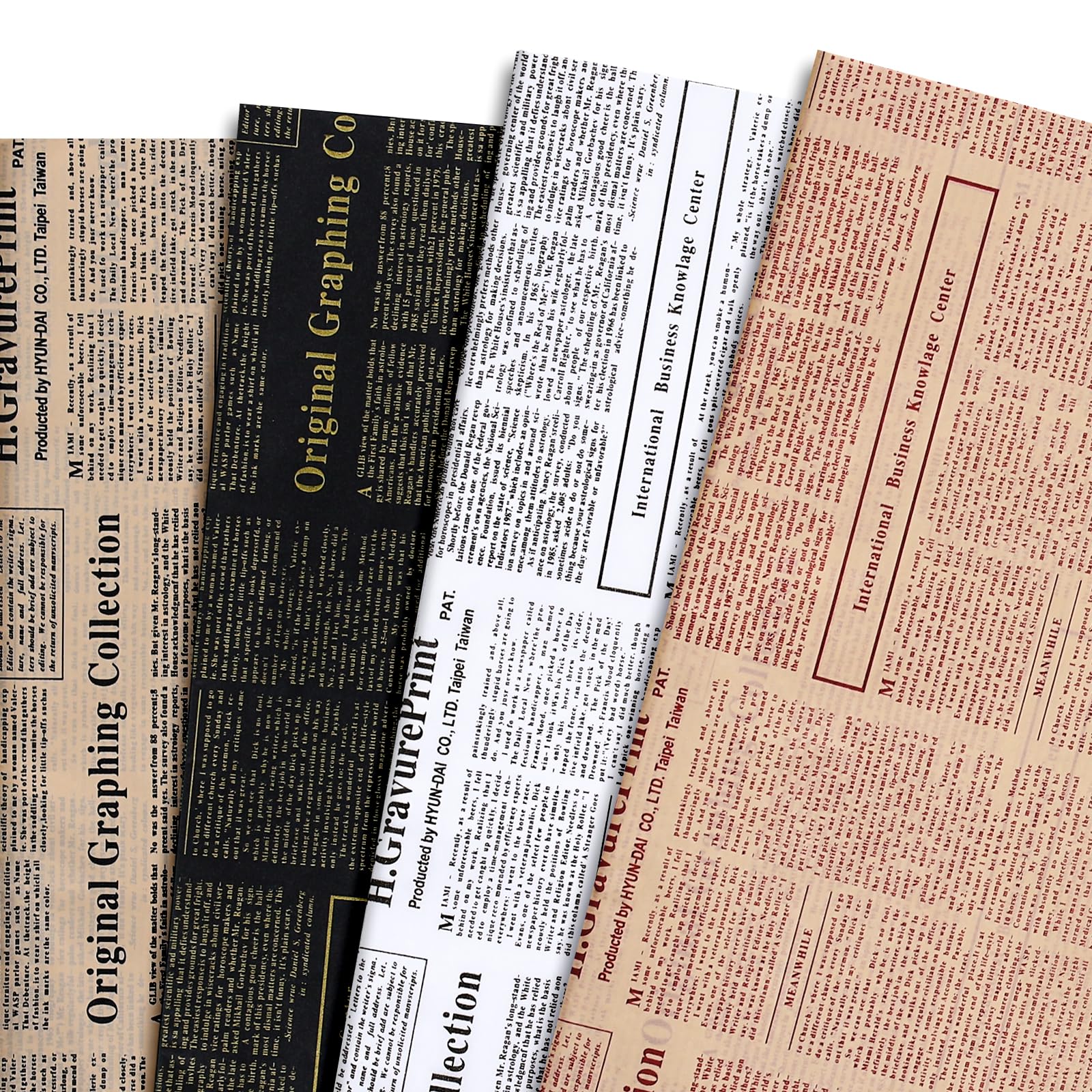 Whaline 90 Sheet Vintage Newspaper Tissue Paper Retro Old Newsprint Gift Wrapping Paper 13.7 x 19.6 Inch Kraft Magazine Newspaper Art Tissue Paper for Wedding Birthday Baby Shower Party Craft Decor