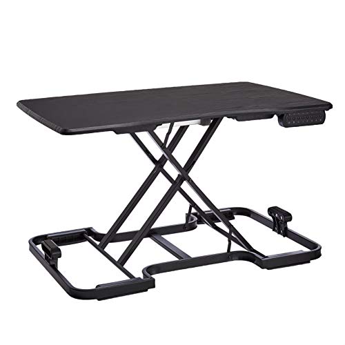 Amazon Basics Rectangular 5-Level Adjustable/Portable Electronic Standing Computer Desk Converter, Wood Surface, 18 Inch, Black