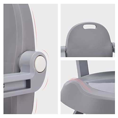 Bebamour Baby Booster Seat Grow with Pocket Snack Booster Seat for Dining Table with Removable Tray(Grey)