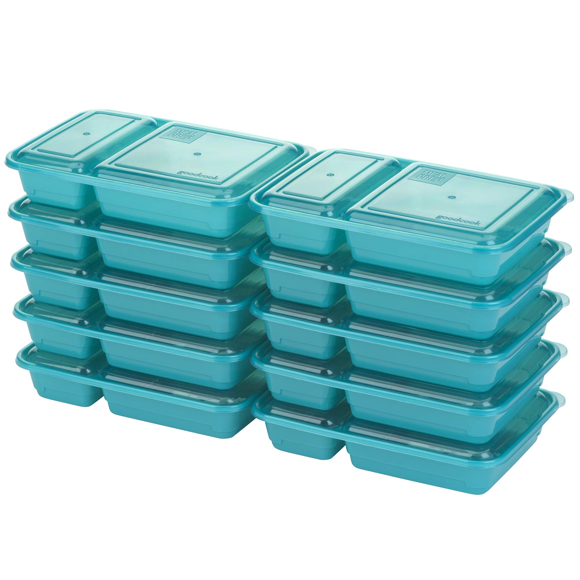 Good Cook Meal Prep, 2 Compartment BPA Free, Microwavable/Dishwasher/Freezer Safe, Teal