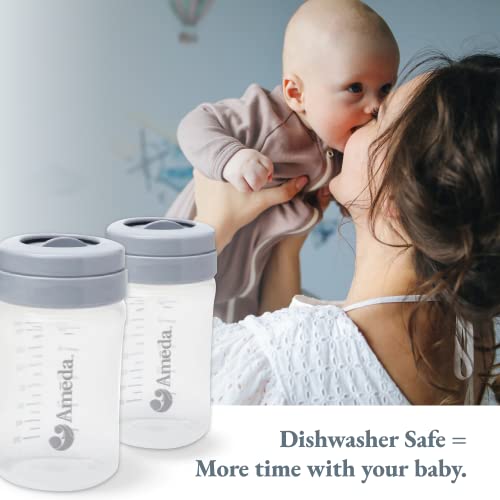 Ameda MYA Replacement Bottles with Locking Caps & Rings, Storage Bottle, Baby Essentials, Breastfeeding Supplies, 2 Count