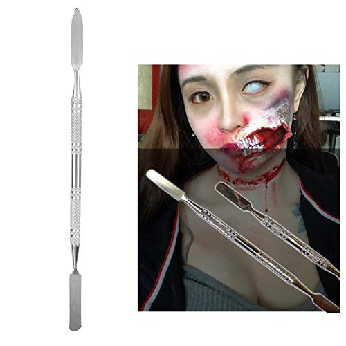 Salmue Modeling Scar Wax with Stainless Steel Double Ended Spatula Applicator Special Effects FX Makeup Tool for Theatrical Makeup and Halloween Fake Wound Moulding Scars Prosthetics(L)