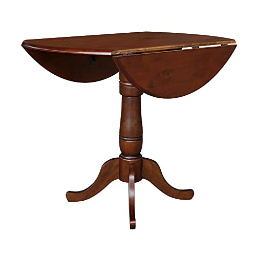 IC International Concepts International Concepts Round Hardwood Dual Drop Leaf Pedestal Espresso Dining Table