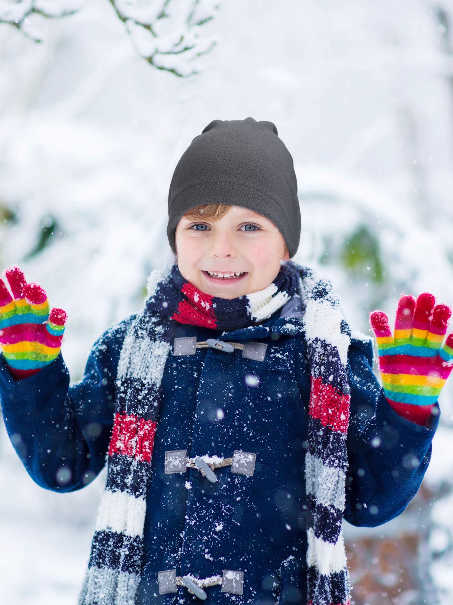 4 Pieces Kids Snood Winter Neck Warmers Fleece Gaiter Windproof Cuellos Cover (Black, Dark Grey, Royal Blue, Navy Blue)