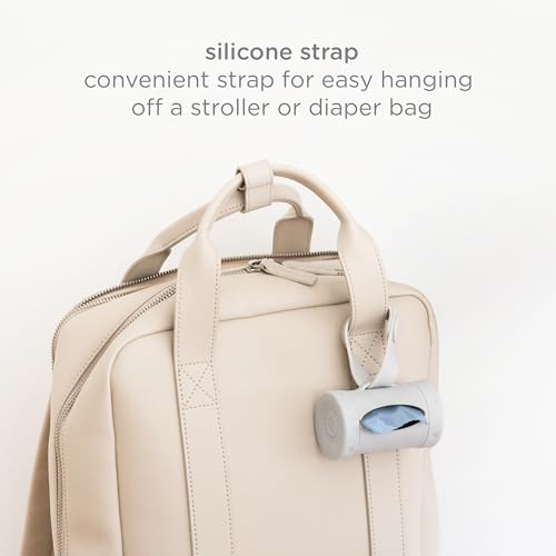 Ubbi Retractable On the Go Bag Dispenser for Baby Travel, Diaper Bag Accessory Must Have for Newborn, Helpful Baby Item, Baby Gift, Gray