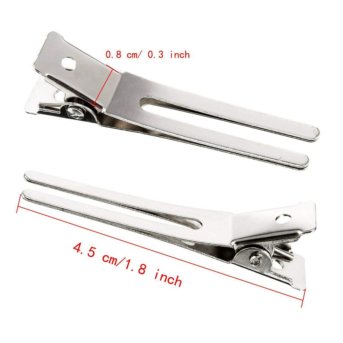 Twdrer 100PCS Hairdressing Double Prong Pin Curl Clips, Setting Section Clips for Hair Bows, Extensions, Salon, Barber, Stylist (1.8", Silver)