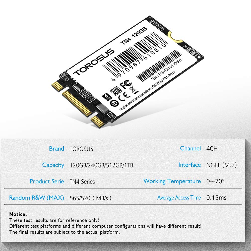 TOROSUS M.2 NGFF 22 * 42mm M.2 2242 120gb Solid State Drive Disk for Desktop PCs and MacPro
