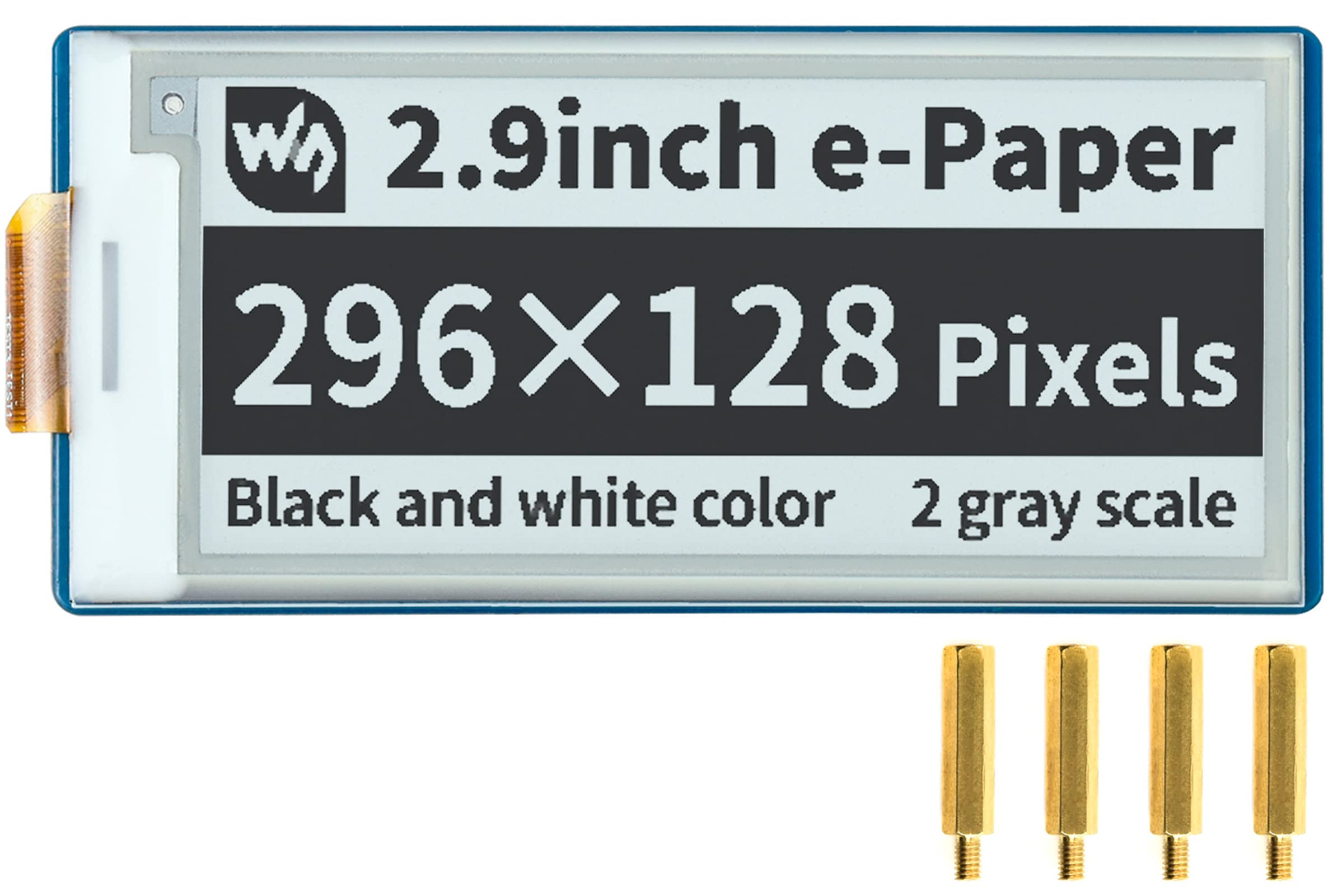 Waveshare 2.9inch E-Paper Display Module for Raspberry Pi Pico, Black White Two-Color 296×128 Pixel E-Paper Screen LCD SPI Interface Support Partial Refresh Wide Viewing Angle, Paper-Like Effect