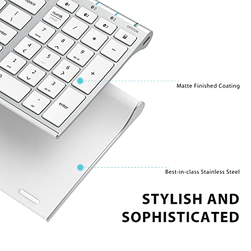 iClever BK10 Bluetooth Keyboard, Wireless Bluetooth Keyboard, Rechargeable Bluetooth 5.1 Multi Device Keyboard with Number Pad Full Size Stable Connection for Mac, Windows, iOS, Android, Laptop