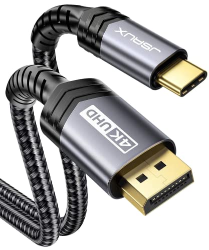 JSAUX 10FT/3M USB C to DisplayPort Cable, (4K@60Hz,2K@144Hz) Type C to DP Cord, Thunderbolt 3 Compatible for MacBook Pro 2019 2018 Air iPad Pro, Samsung Galaxy S21 S20 Plus, Dell XPS 15(Grey)