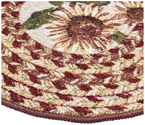 Brumlow Mills Sunflower Braided Pattern Rustic Floral Area Rug for Kitchen, Entryway, Bathroom Mat and Home Décor, 20" x 44"