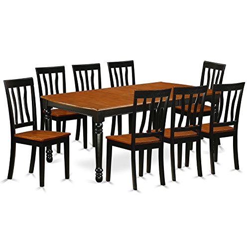 East West Furniture DOAN9-BCH-W Dining Set, 9 Pieces
