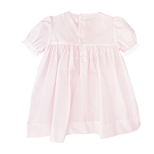 Petit Ami Baby Girls' Fully Smocked Dress with Lace Trim, 9 Months, Pink