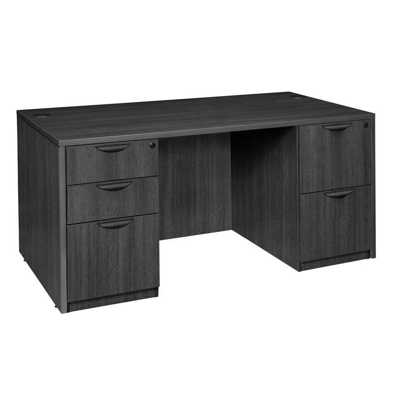 Regency Legacy Double Pedestal Desk with Five Drawers, 66", Ash Grey