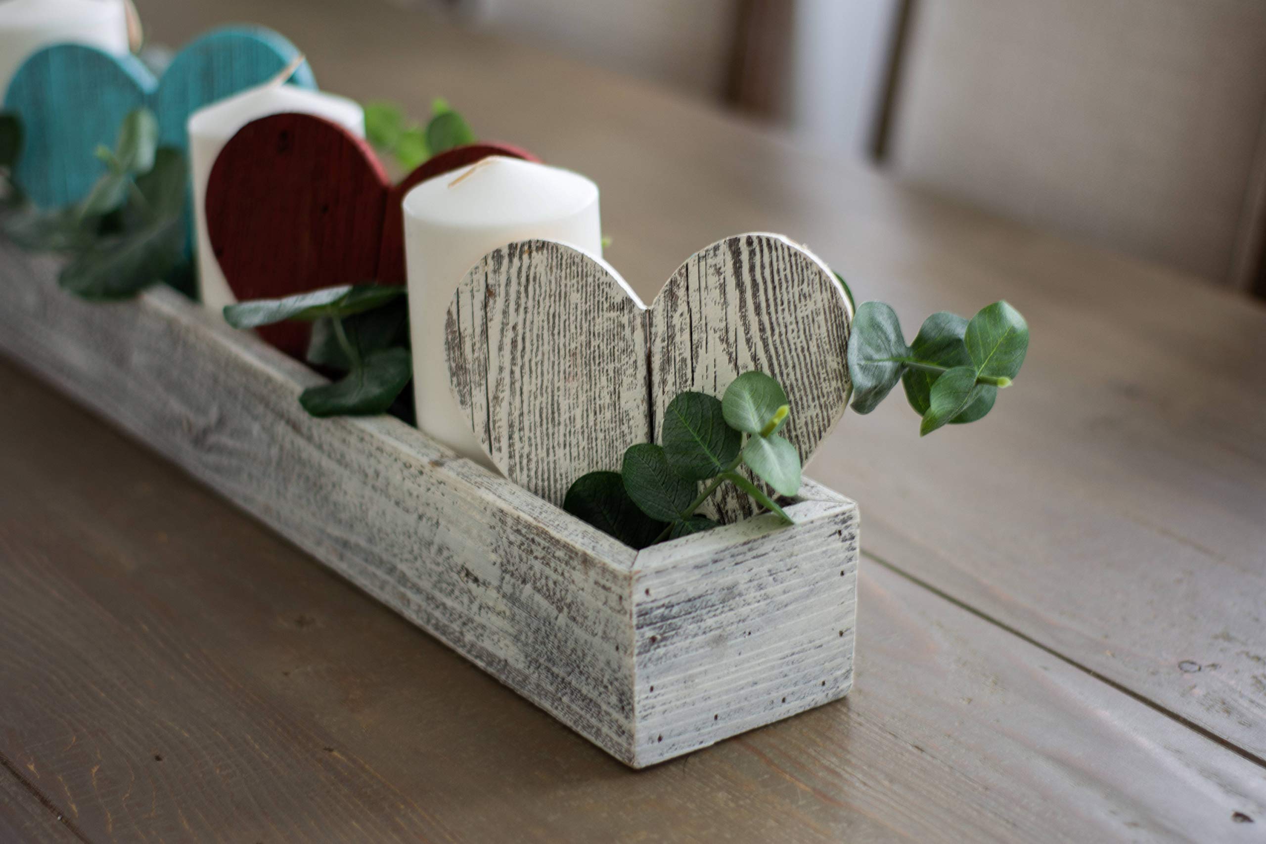 BarnwoodUSA Rustic Centerpiece Barnwood Box | Dining Room Table Decorations for Home Décor | Coffe Table Décor | Planter Box | White Wash | 35.5" L