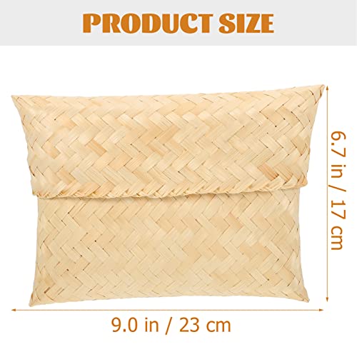 Alipis Bamboo Sticky Rice Basket Bamboo Pillow Candy Box Treat Packing Boxes Party Favors Boxes Sticky Rice Basket Snack Storage Basket Tea Container for Wedding Party Mothers Day Gift L