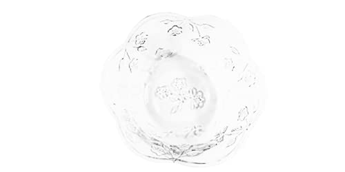 Fancy Molded Glass Dish and Medium Fleece Powder Puff for Dusting Powder 5 Inch Diameter
