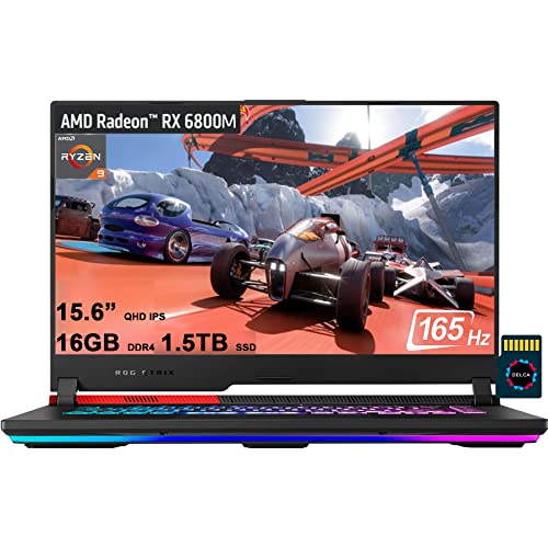 ASUS ROG Strix G15 Advantage G513 Gaming Laptop | 15.6” QHD 165Hz | AMD 8-Core Ryzen 9 5980HX (>i9-10885H) | 16GB DDR4 512GB SSD + 1TB SSD | Radeon RX 6800M 12GB | Backlit Win11 + 32GB MicroSD Card