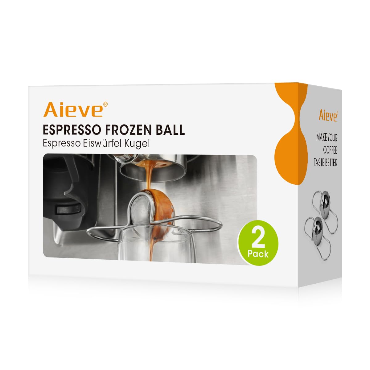 AIEVE Espresso Frozen Ball for Espresso Coffee, Stainless Steel Espresso Chilling Ball (2 Set)
