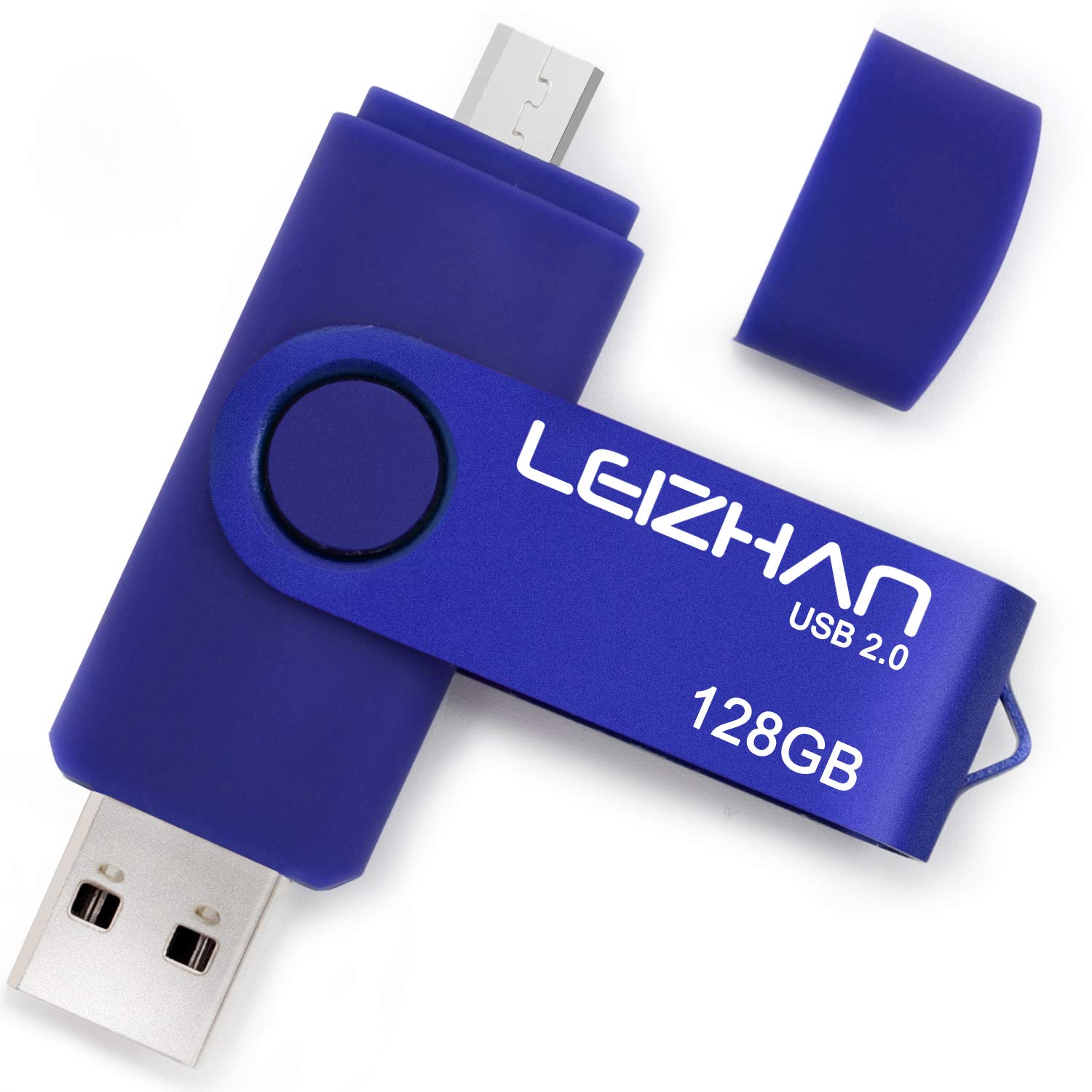 LEIZHAN Micro Flash Drive 128GB USB Drive OTG Micro Android Phone Pendrive Photo Stick USB 2.0 Memory Stick for Samsung Galaxy, Xiaomi,LG,Sony,One-Plus,HTC, Meizu, Blue