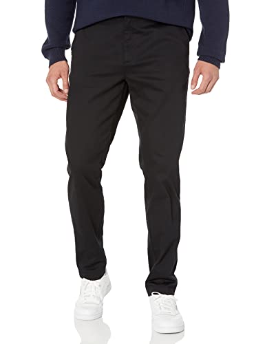 Amazon Essentials Men's Slim-Fit Wrinkle-Resistant Flat-Front Stretch Chino Pant, Black, 28W x 30L