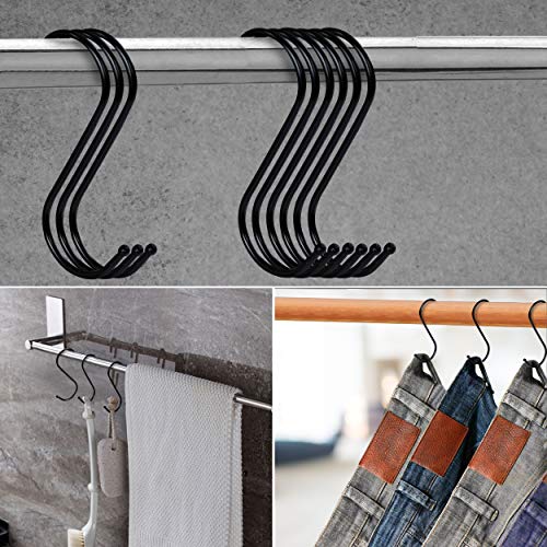 Remzly 30 Pack S Hooks for Hanging 3.5 Inch | Heavy Duty Carbon Steel Hangers for Kitchen Utensils, Plants, Pot, Pan, Cups, Towels β Black