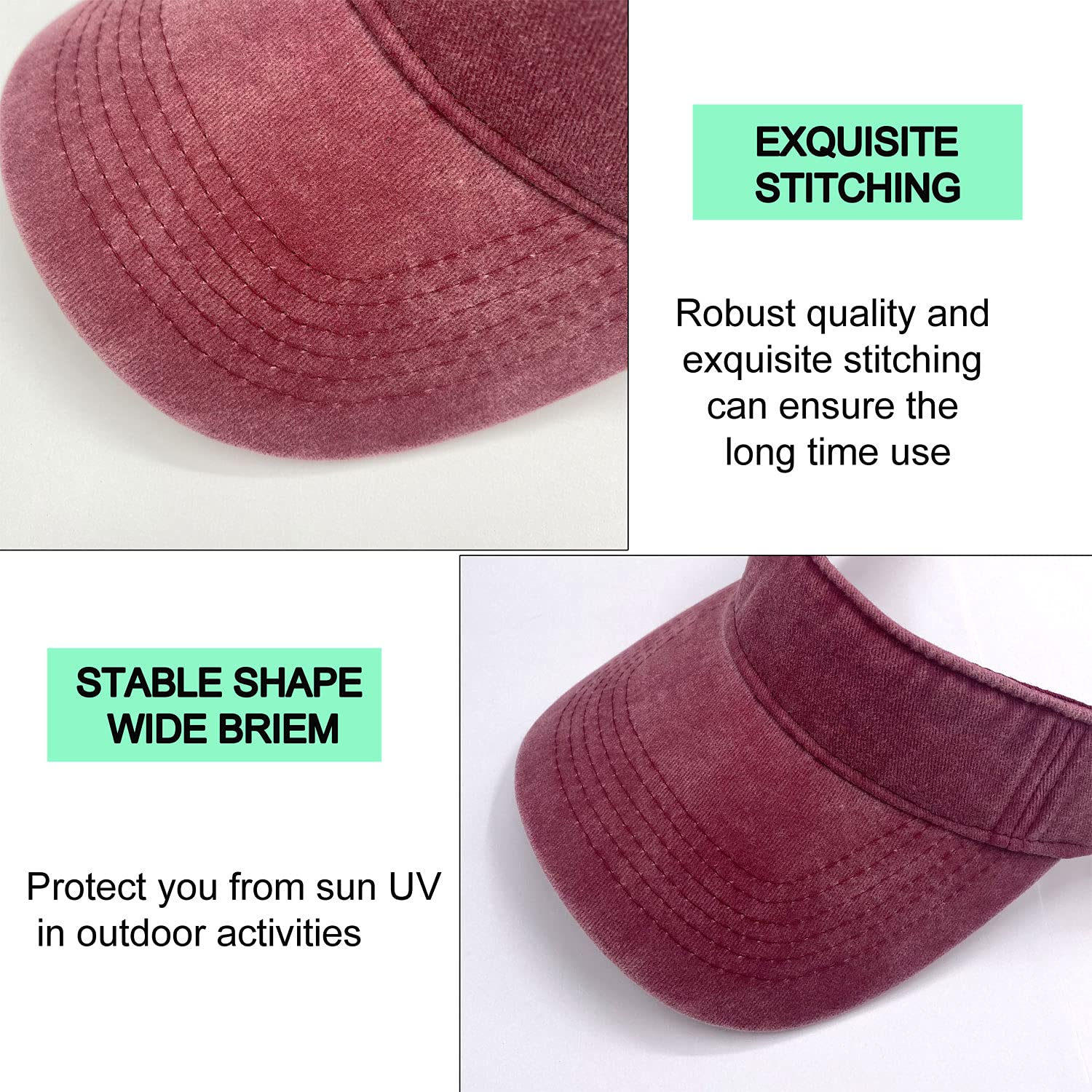 2PCS Sun Visors Hats for Women & Men Adjustable Sports Caps for Golf Running Summer Beach (Leopard)
