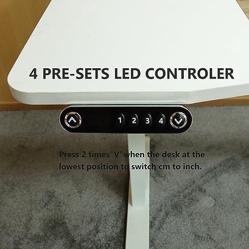 Dual Motor 63x30 Height Adjustable Electric Standing Desk,Height Stand Up Computer Desk,Sit Stand Home Office Desk with Splice Board, White and Oak Top, White Frame