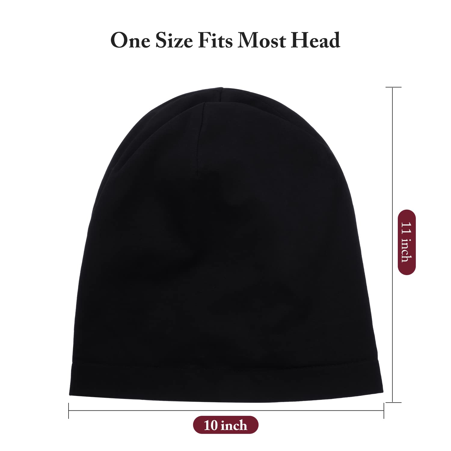 4 Pieces Satin Lined Sleep Cap Slouchy Beanie Hat Night Hair Cap for Women (Black, Wine Red, Gray, Blue)