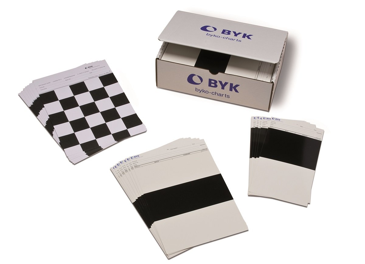 BYK-Gardner 2841 Byko-Chart Spray Monitors M33-BW, Clearcoated, 50 x 50 mm (Box of 500)