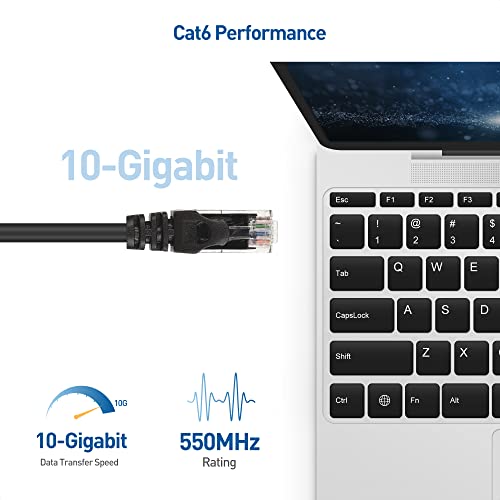 Cable Matters 10Gbps 10-Pack Snagless Short Cat 6 Ethernet Cable 3 ft (Cat 6 Cable, Cat6 Cable, Internet Cable, Network Cable) in Black