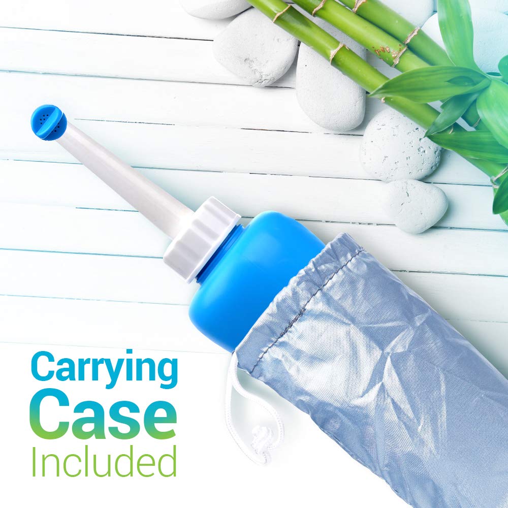 Serenily Mini Handheld Portable Travel Bidet (300/600 ml) - Easy to Use, Long Angled Nozzle for Personal Hygiene & Sanitary Care Toilet Shower Bathroom Use