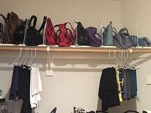 Cq acrylic Set of 8 Vertical Closet Wood Shelf Divider- Only Need to Slide to Adjust The Appropriate Distance - wire shelving Separators,White