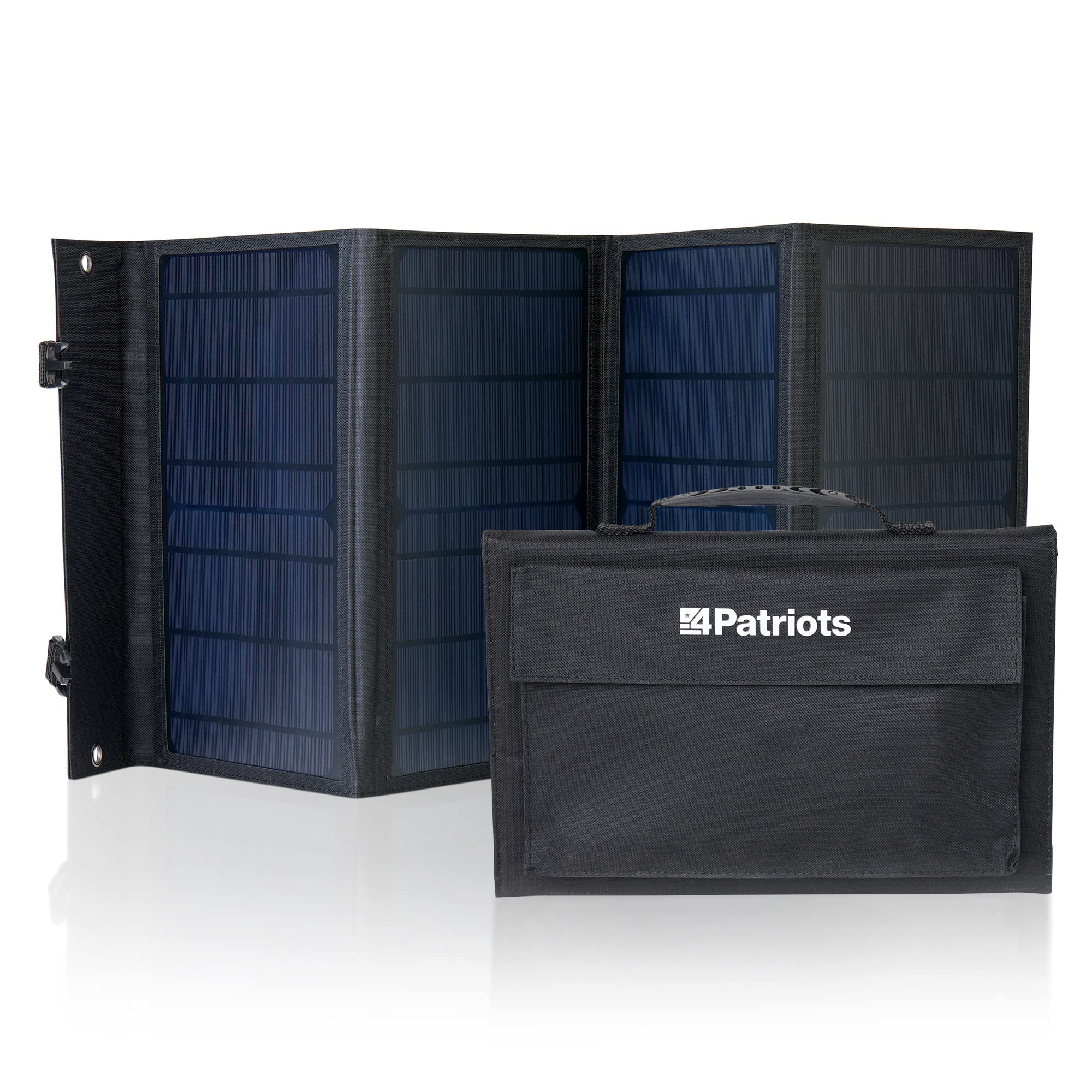 4Patriots: 40-Watt Solar Panel - Compact Portable Power, 4 Foldable Panels, USB Port for Phone & Devices, ECO Solar Energy, Handle for Easy Transport, Solar Charger for Camping, Hiking Or RV Trips