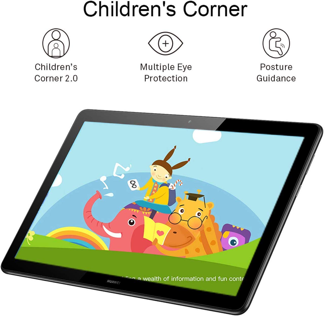 MediaPad T5 Tablet with 10.1" IPS FHD Display, Octa Core, Dual Harman Kardon-Tuned Speakers, 4G LTE, 2GB+16GB, International Version No Warranty (Black)