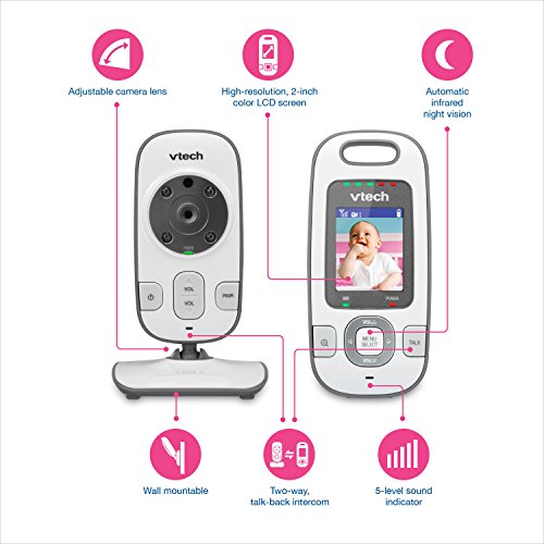 VTech BV73121GY Digital Video Baby Monitor with Full-Color and Automatic Night Vision, Gray