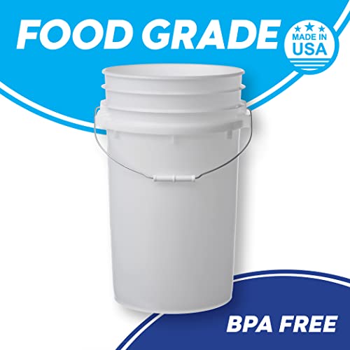 Hudson Exchange Car Wash, Dust Collector & General Use 7 Gallon Bucket with Red Lid, HDPE, Natural