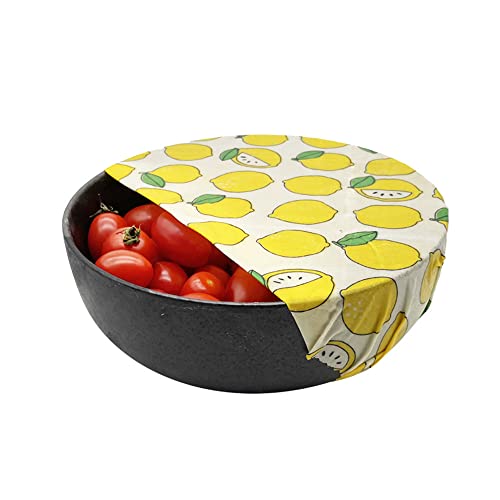 Beeswax Reusable Food Wraps - (6 Packs, 3 Sizes S,M,L, with 2 Meter Hemp Rope, Two Buttons) Plastic and Silicone Free, Eco-friendly Wrap, Wax Paper for Food,Yellow Lemon
