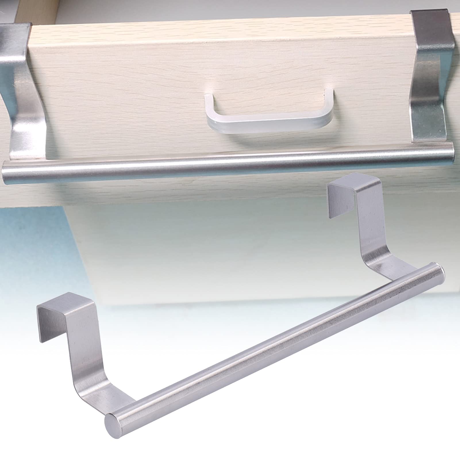 Kitchen Towel Rack, Stainless Steel Kitchen Cabinet Door Towel Rack for Bathroom for Cabinet(Large size (length 36cm))