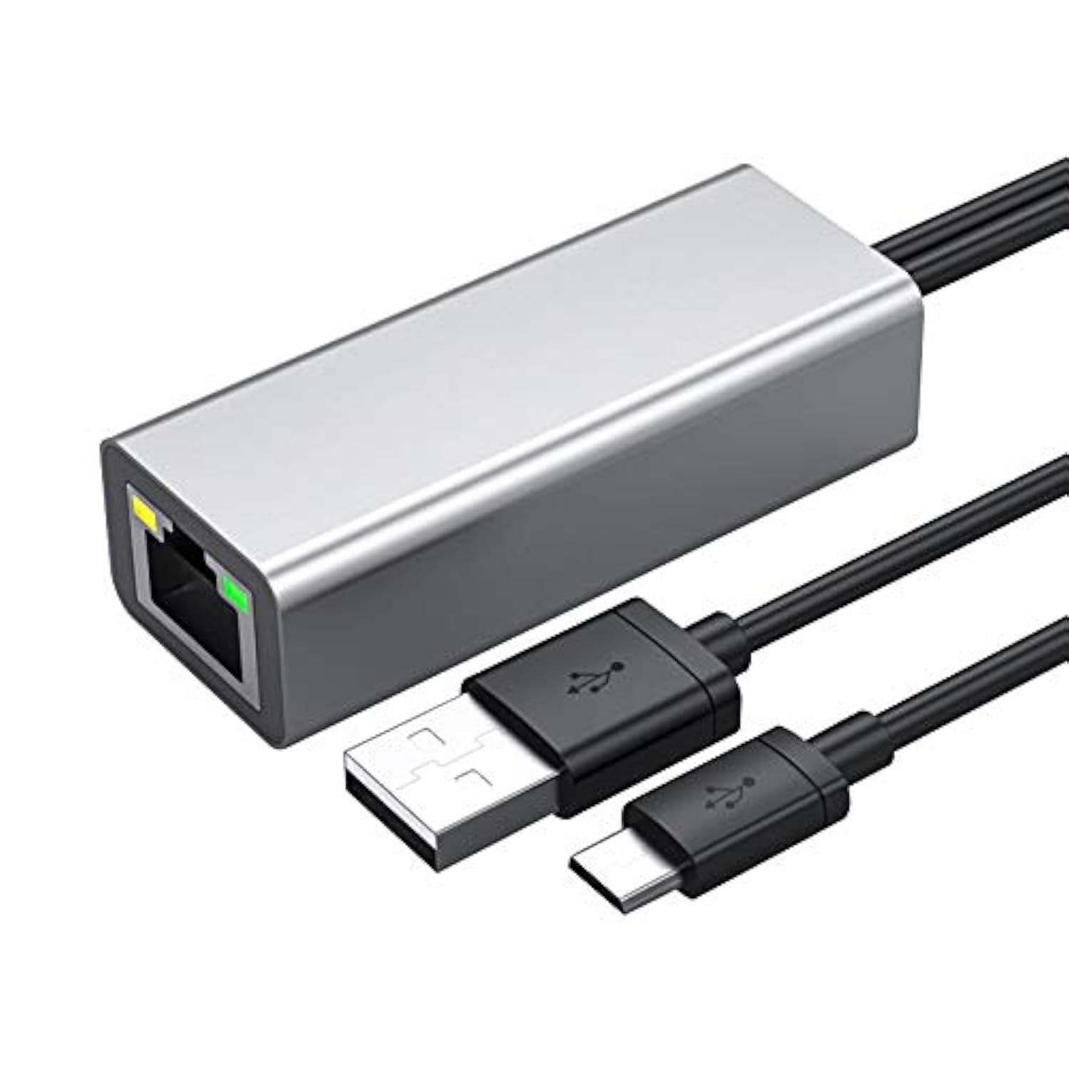 Ethernet Adapter for Fire TV Stick Chromecast Ultra/2/1/Audio Google Home Mini Mirco USB A to RJ45 Ethernet Adapter with USB A Power Supply Cable 3.3ft (Grey)
